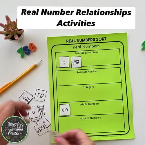 Classify Real Numbers - Relationships Between Real Numbers Activities ...