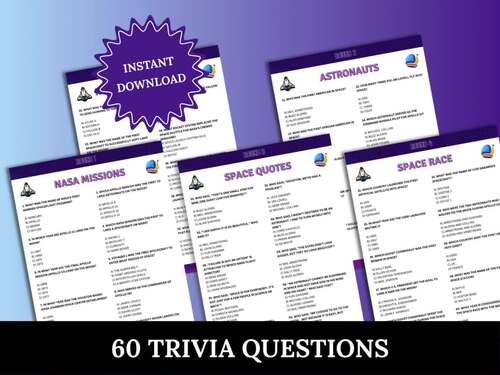 Space Exploration Trivia Game | Fun Printable Astronomy Quiz with 60 ...