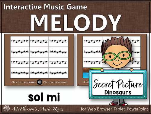 Solfege Interactive Melody Game Sol Mi Dinosaur {Reveal the Secret Picture}