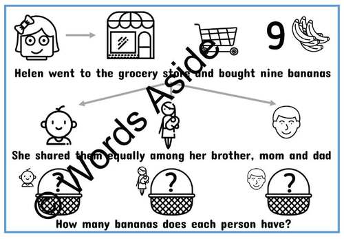 Math Visual Support Division Word Problem by Words Aside | TPT