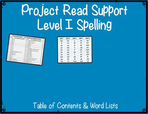 Project Read Support: Level I Spelling Units, Flashcards, & Activity Sheets