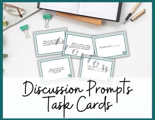 ESL Discussion Prompts, Icebreakers, Bell-Ringers, Task Cards for ...