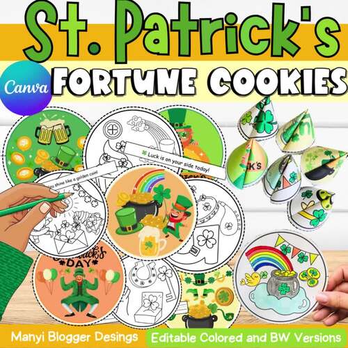 St. Patrick's Day Kids Craft - Editable Fortune Cookie Craft Activity