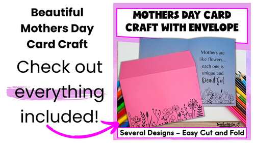 Mothers Day Card Craft in English and Spanish with an Envelope ...