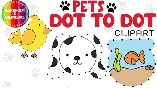 Pets Dot to Dot Clipart | Pets Clipart for Dot to Dot Activities