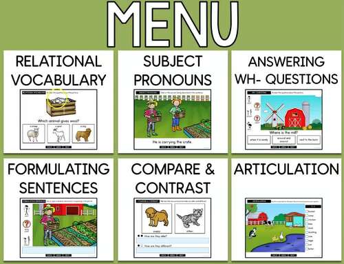 Farm Speech Therapy Activities for Language Articulation Mixed Groups ...