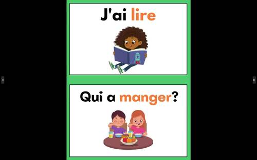 French Action Verbs. I Have, Who Has Flash cards Game. Les verbes d'action