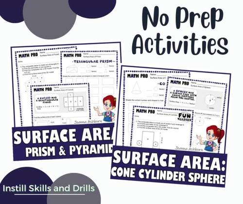 Surface Area of 3D Shapes Guided Practice and Enrichment Worksheets BUNDLE