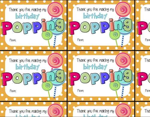 Lollipop/ Blow Pop Birthday Gift Tag (Thanks for making my birthday ...
