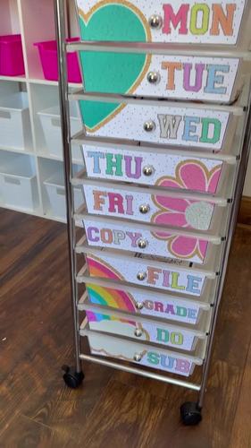 Groovy & Bright Classroom Decor | 10 Drawer Cart Labels | TPT