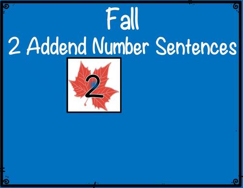Fall Build 2 Addend Addition or Subtraction Sentences With Ten Frames