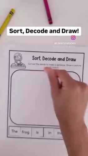 Cut and Paste Decodable Sentences Decode & Draw Worksheet Reading ...