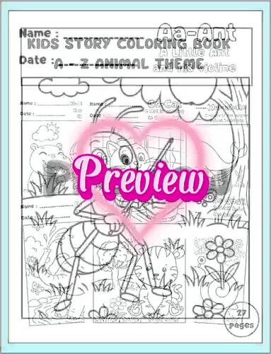 Kids story coloring book A-Z Animal Theme Summer Activity by chintana R.