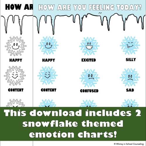 Snowflake Feeling & Emotion Chart by Whimsy in School Counseling