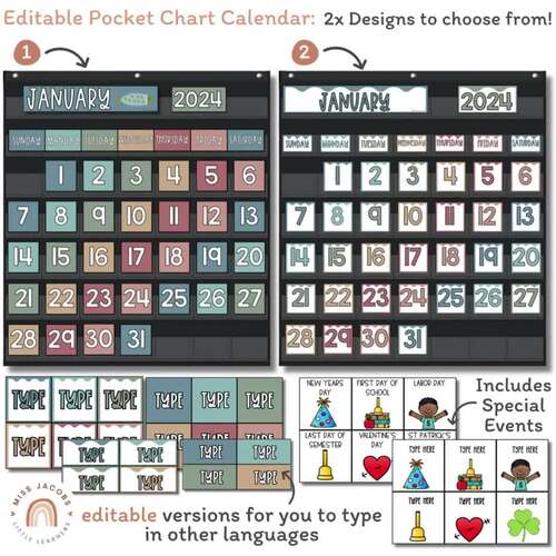 Classroom Calendar & Weather Pocket Chart Display | Cute Sea Life Theme
