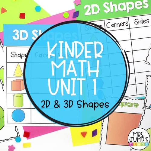Kindergarten Math Unit 1 - 2D & 3D Shapes, Same & Different, Counting ...