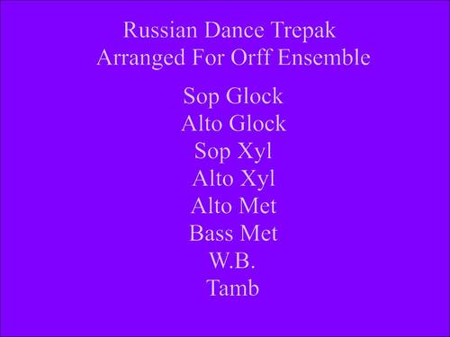 Russian Dance Trepak (Easier Main Theme Only Version) - For Orff Ensemble