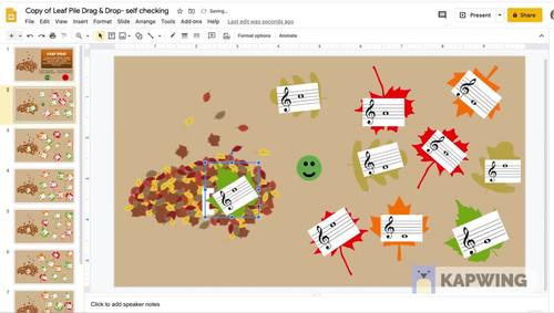 Leaf Pile Fall Themed Digital Drag & Drop Treble Clef Activity- Google ...