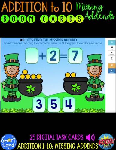 Addition and Counting 1-10_Missing Addends_Boom Cards™ by Smart Land ...