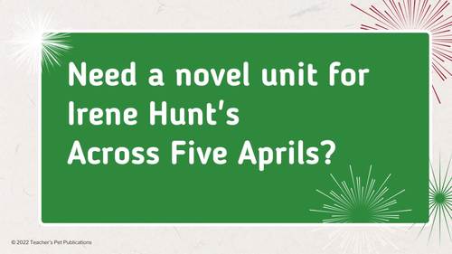 Across Five Aprils LitPlan Novel Study Unit, Activities, Questions, Test