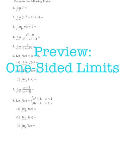 Calculus 1 Worksheets & Keys [ Limits & Derivatives ] - 14 Handouts ...
