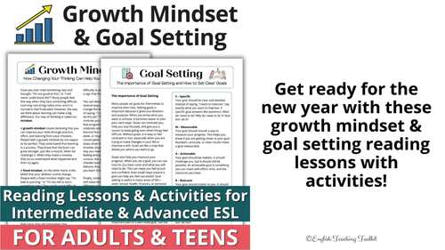 New Year Goal Setting Growth Mindset Activities & Worksheets Adult ESL ...