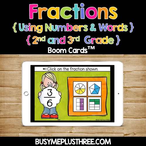 2nd Grade Fractions BOOM CARDS™ Game with More Than a Whole | TPT