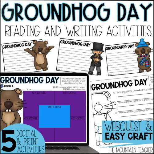 Groundhog Day Reading Comprehension Activities, Webquest & Writing Craft