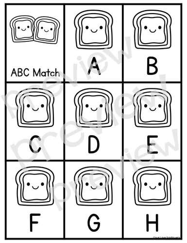 PB & Strawberry Jam Toast | Uppercase Lowercase Alphabet Matching ...