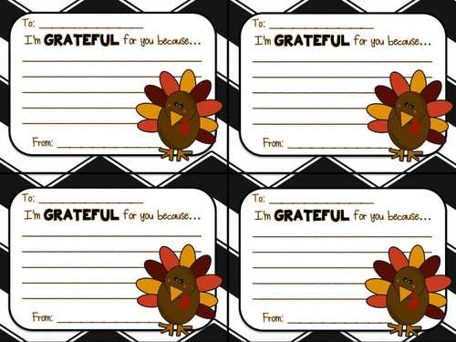 Thanksgiving Turkey Gram GRATEFUL Note for Classmates, Team, Coworkers