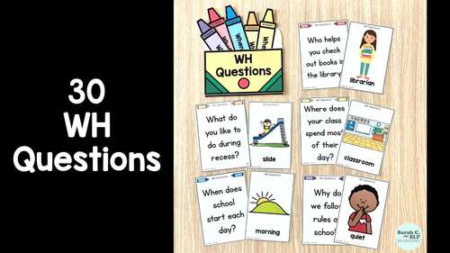 Back to School WH Questions About Me & My School for Speech & Language ...