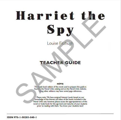 Harriet the Spy Novel Units® Teacher Guide Novel Study | TPT