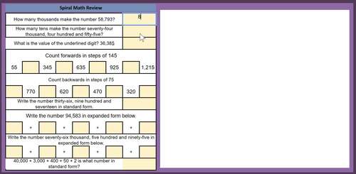 NO PREP - Spiral Math Review for 3rd or 4th grade - Magical Deer