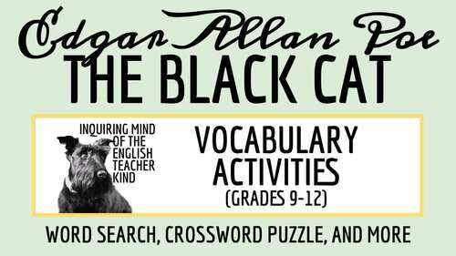 "The Black Cat" by Edgar Allan Poe Vocabulary Games | Crossword | Word ...