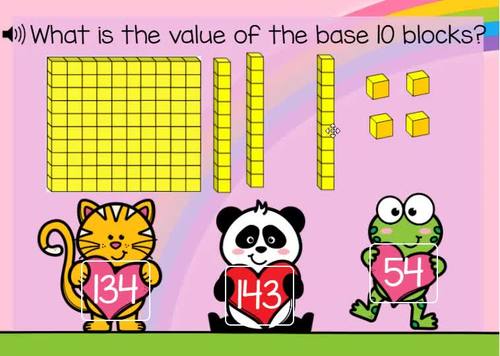| BOOM Cards ™ | Valentines Themed Value with Base 10 Blocks to 200