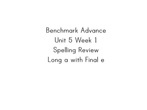Benchmark Advance Unit 5 Week 1 Spelling Video featuring the a_e ...