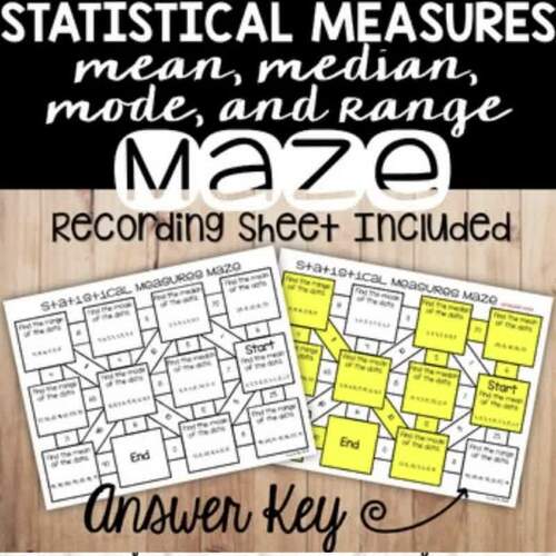 No Prep Statistical Measures - Mean, Median, Mode, and Range - Review Maze