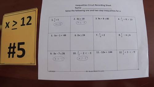 Inequalities Circuit Activity by Math Circuits | TPT