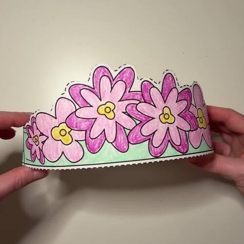 Flowers Paper Crown Headband Printable Coloring Spring Summer Craft ...