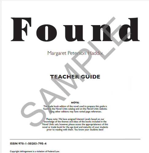 Found Novel Units® Teacher Guide Novel Study | TPT