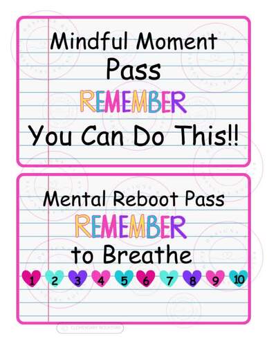 Testing Brain Break Hallway Pass and Student Encouragement Cards ...