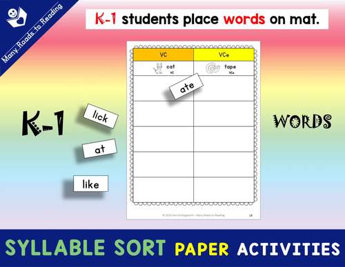 Closed and Silent E Syllables Worksheets Grades K-1 by Many Roads to ...