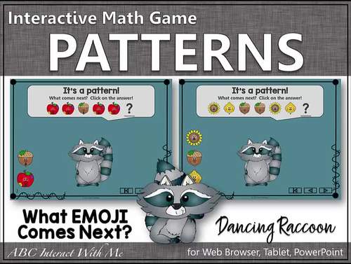 Math Patterns Interactive Math Game | What Emoji is Next {Dancing Raccoon}