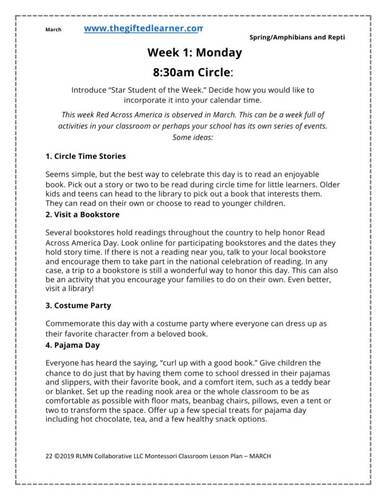 Montessori Lesson Plan Teachers Guide 12 Week curriculum Quarterly