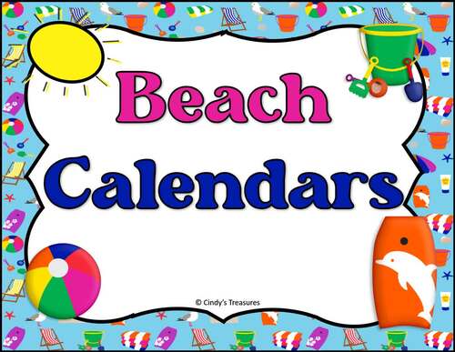 Calendars-Beach Colorful Theme *Editable* by Cindy's Treasures | TPT