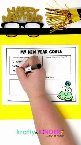 New Year Goal Setting Craft & Bulletin Display for 2026 New Years Writing