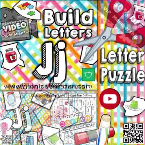 Jj | Letter Puzzle | MP4 Downloadable VIDEO | Cut & Paste | Phonics Garden