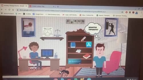 Interactive Virtual Therapy Room - Brief CBT Anxiety Course/Resource Pack