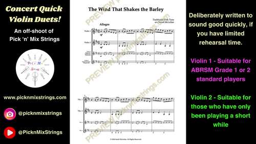 The Wind That Shakes The Barley - for Multi-level 'Concert Quick Violin ...