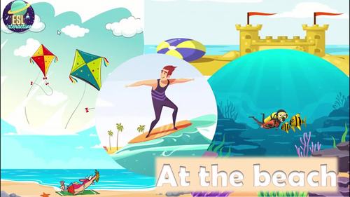 A Day at The Beach. Interactive PowerPoint Lesson for A1 Level Students